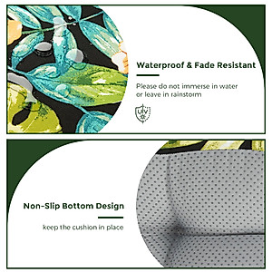 IN4 Care Indoor Outdoor Bench Cushion 42"x18", Non-Slip Patio Furniture Seat Pads, Waterproof Overstuffed Tufted Loveseat Cushion with Round Corner for Window,Swing,Garden,Porch-Tropical Green Leaves