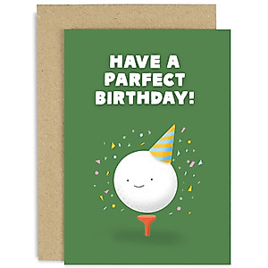 Old English Co. Fun Happy Birthday Card for Golfer - 'Parfect Birthday' Golf Ball Birthday Card for Him - Humorous Golf Birthday Card for Men - Husband, Son, Brother, Dad | Blank Inside with Envelope