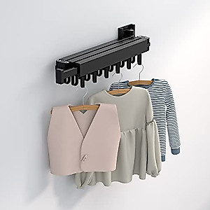 Knovein Wall Mounted Drying Rack Laundry Clothes Hanging Rack Collapsible Retractable for Laundry Room Organization, Balcony, Wardrobe, Bathroom (3 Poles)