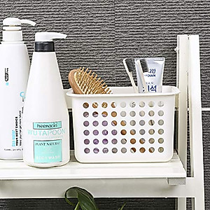 Desktop Hanging Bathroom Hollowed Out Multifunction Practical Laundry Storage Basket (White)