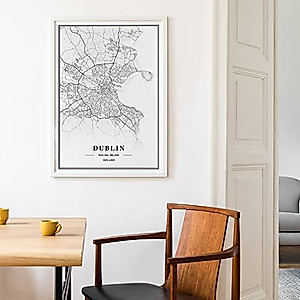 Dear Mapper Dublin Ireland View Abstract Road Modern Map Art Minimalist Painting Black and White Canvas Line Art Print Poster Art Print Poster Home Decor (Set of 3 Unframed) (16x24inch)