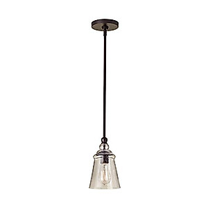 Feiss P1261ORB Urban Renewal Glass Industrial Vintage Pendant Lighting, Bronze, 1-Light (6"Dia x 10"H) 100watts