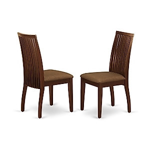 East West Furniture HBIP5-MAH-C 5 Piece Dinette Set for 4 Includes a Round Dining Room Table with Pedestal and 4 Linen Fabric Upholstered Dining Chairs, 42x42 Inch, Mahogany