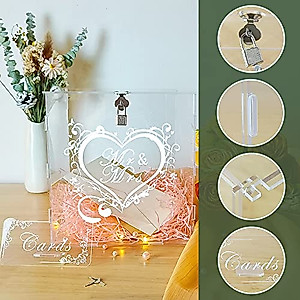 Jolik Acrylic Wedding Card Box with Lock Wedding Gift Card Box, Large Clear DIY Card Box Wedding Money Box for Wedding Birthday Baby Shower Anniversary