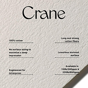 Crane's Lettra 100% Cotton Paper 300gsm/110lb, 200 Qty, 5.5x8.5 (A9), Pearl White