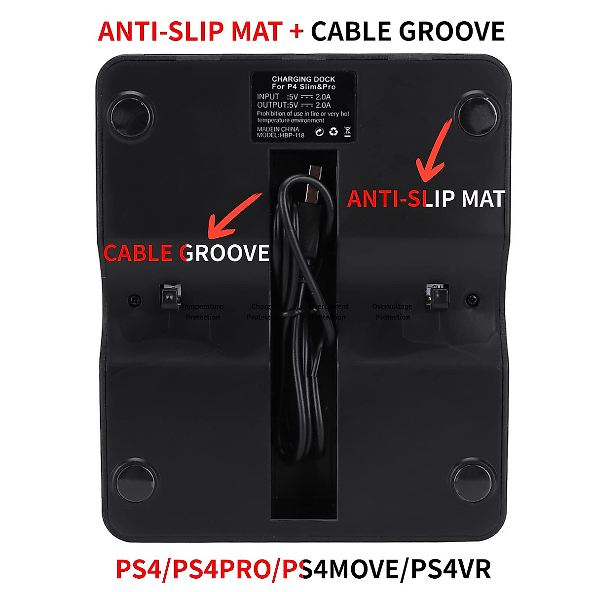 Controller Charger Charging Station Fast Charging Adapter, Multi Functional Charging Station for Sony / Move/ VR Controller with LED Indicator