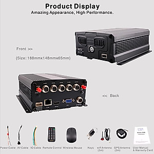 JOINLGO 4 Channel GPS WiFi 1080P AHD SSD/SD Drive Mobile Vehicle Car DVR mdvr Video Recorder Kit Real-time Remote View on PC Phone with 4 Side Rear View IR Car Cameras 7" Screen for Truck Bus