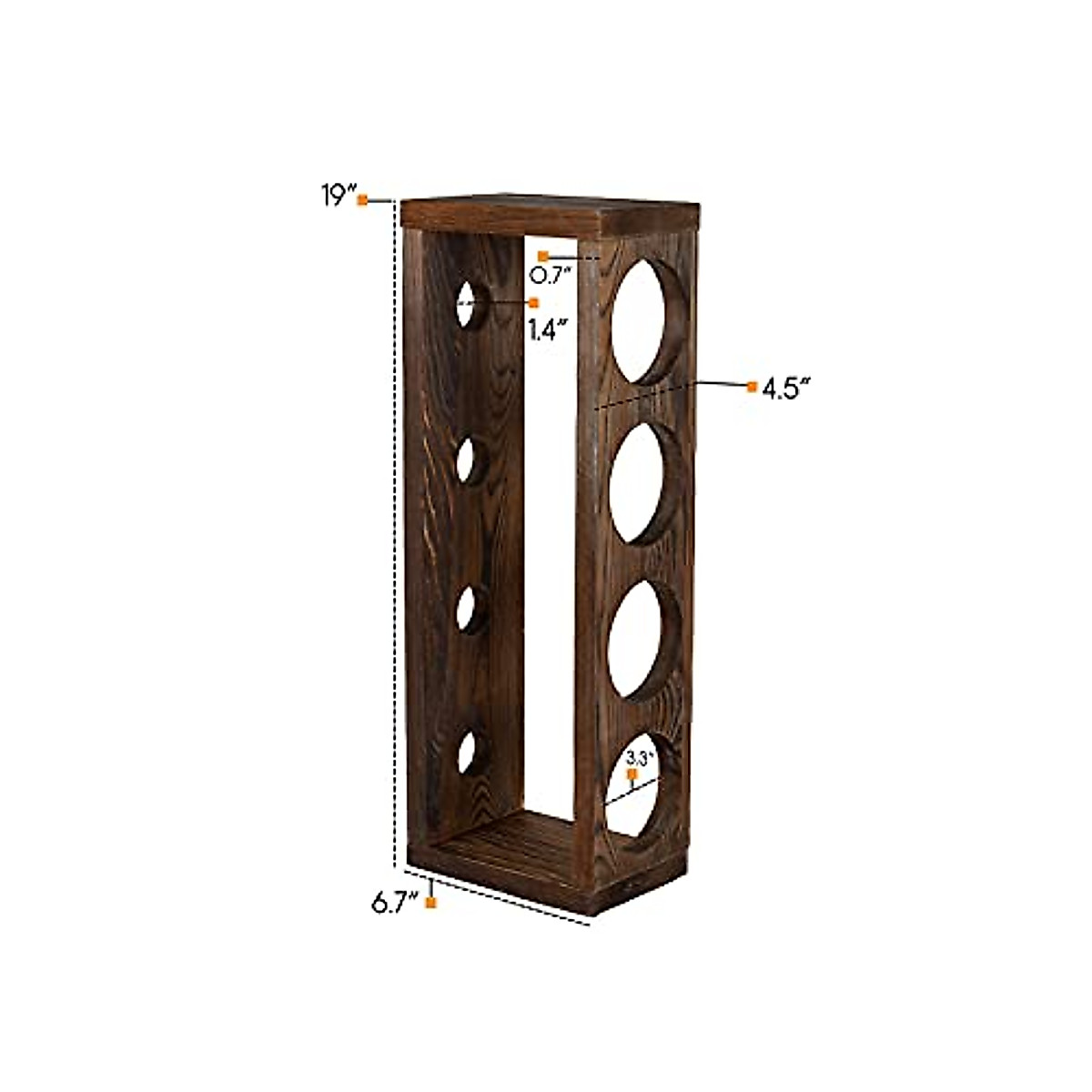 Rustic State Sonoma Wall Mounted Wood Vertical Wine Rack Holder Storage Shelf Organizer for 4 Bottles - Home, Kitchen, Dining Room Bar Décor - Walnut