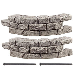 RTS Home Accents Rock Lock Interlocking Landscape Edging and Border System, Curved Section With Spikes, 2.5 Feet Long (Pack of 2)
