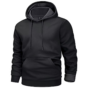 MAGCOMSEN Mens Sweatshirts Hoodies Athletic Hoodie Casual Sweatshirts Pullover Plain Blank Cotton Sweatshirts Black XL