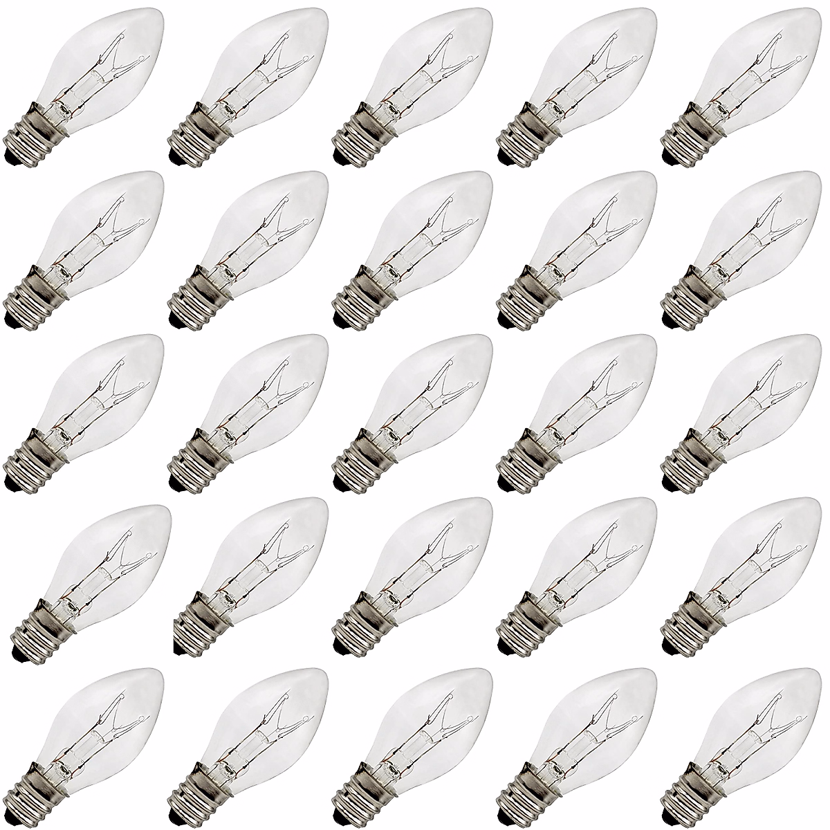 Creative Hobbies Incandescent Replacement Light Bulbs for Wax Warmers, Salt Lamps, Night Lights - 15 Watt, Clear, Steady Burning - Dimmable Bulbs | 25 Pack