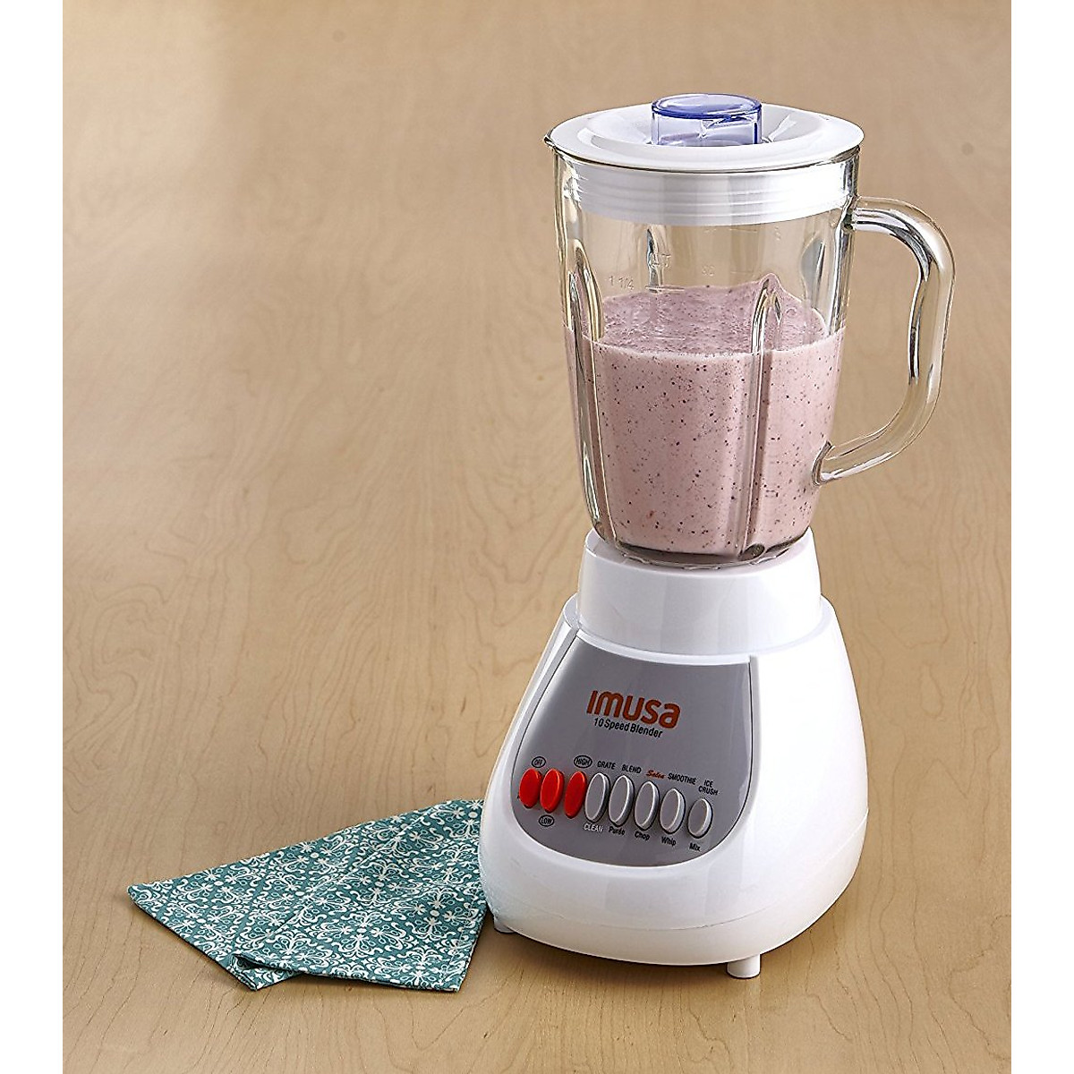 IMUSA USA GAU-80313W 10-Speed Countertop Blender with 42 oz Glass Jar, White