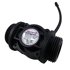 DIGITEN Water Flow Control Meter LCD Display Controller+G1" Water Flow Hall Effect Sensor Flow Meter 1-60L/min+G1" Solenoid Valve Normally Closed N/C+DC 12V Power Adapter