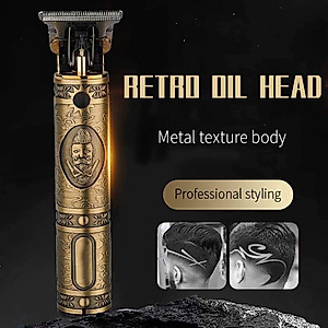 Electric Pro Li Outliner Grooming Rechargeable Cordless Close Cutting T-Blade Trimmer for Men 0mm Baldheaded Hair Clippers Zero Gapped Detail Beard Shaver Barbershop for Father's Day (Gold)