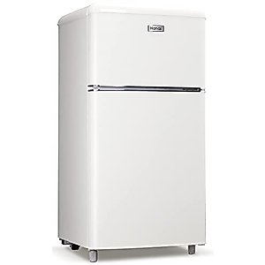 Compact Refrigerator 3.2 Cu.Ft WANAI Classic Retro Refrigerator 2 Door Mini Refrigerator Adjustable Remove Glass Shelves Refrigerator Suitable for Dorm Garage and Office
