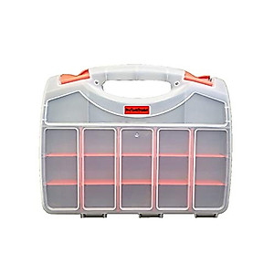 Deluxe Double Sided Storage Organizer Carrying Case with 36 Compartments - Used as a Tacklebox/Tool box/Craft Sorter. Holds Fasteners/Screws/Fishing/Tackle/Tools/Crafts/Beads/Electronics/Components
