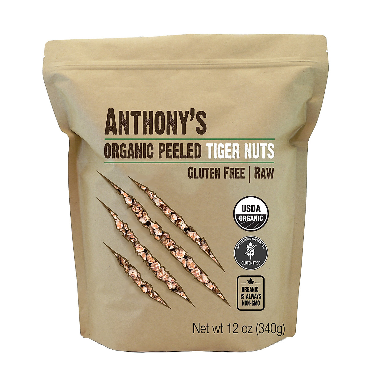 Anthony's Organic Peeled Tiger Nuts, 12 oz, Raw, Gluten Free, Non GMO, Paleo Friendly