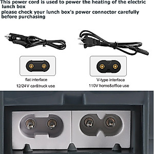 Budth Power Cord for Electric Lunch Box, 12/24v for Car Use, 110v for Home Office Use, Lunch Box Food Heater Plug, Portable Electric Lunch Box Replaceable Power Cord