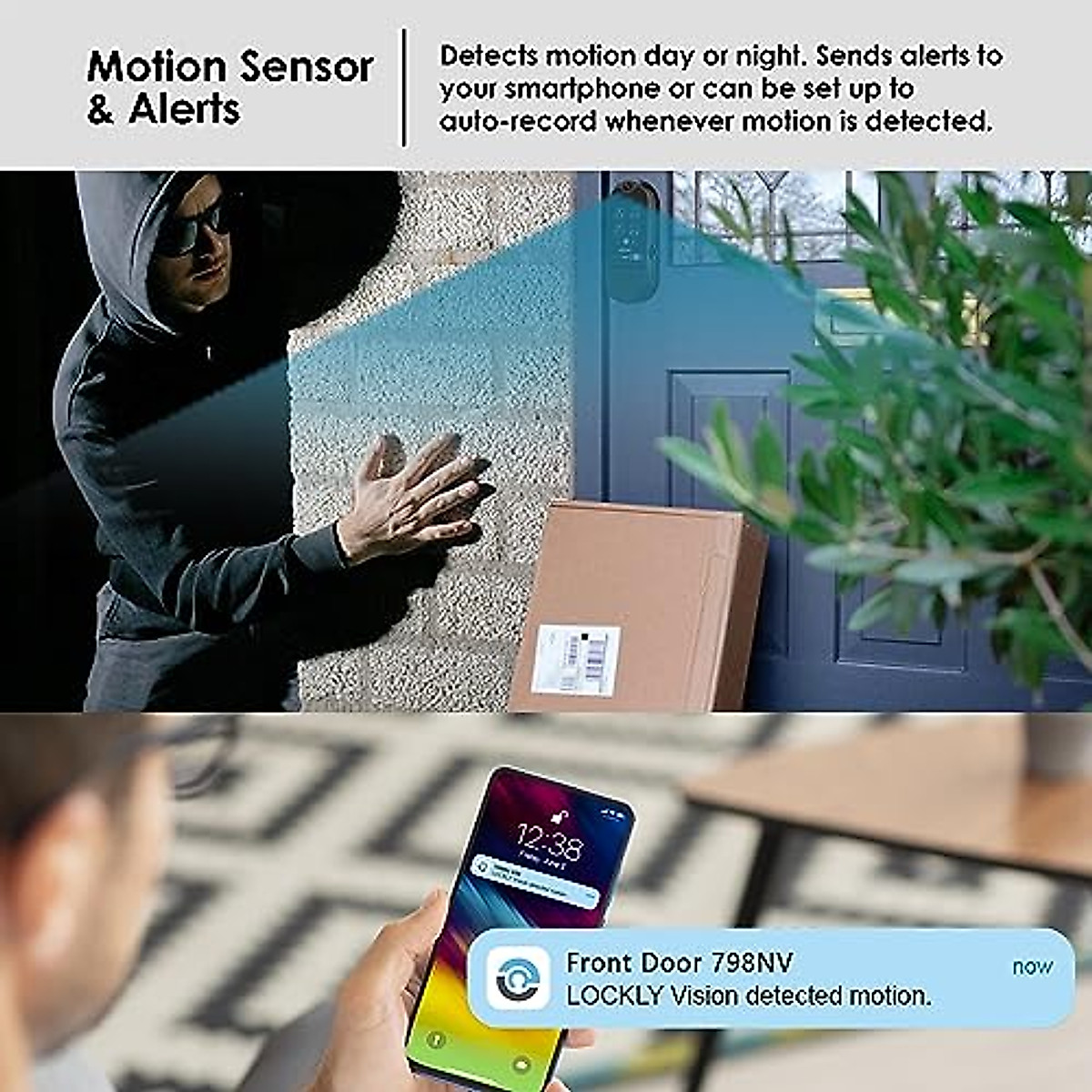 Lockly Vision Elite - WiFi Video Smart Lock with Night Vision Camera, Motion Sensor, Biometric Fingerprint, Voice Control, App Remote Control, Doorbell, Solar Panel, Digital Keypad, Matte Black