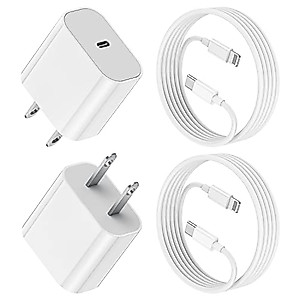 2 Pack iPhone 13 12 11 Fast Charger Block, Type C Fast Charging Charger Adapter with [Apple MFI Certified] USB C to Lightning Cable 6 ft Compatible with iPhone 14 13 12 11 Pro Max Mini…