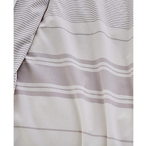 Lacoste Anglet Cotton Reversible Duvet Cover & Sham Set, 104" W x 96" L King, Ivory/White