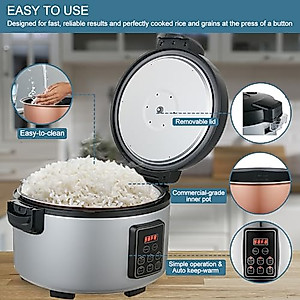 15L Commercial Rice Cooker & Warmer (90 Cup Cooked, 15.8 QT) Smart Large Rice cooker 6 Rice Cook Functions 24-Hr Delay Timer | LED Display | Auto Keep Warm | Non-Stick Inner Pot