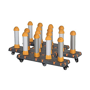 Vinyl Roll Storage Rack Holder Material Rolling Floor Rack - 16 Spindles, 2 Inch Core