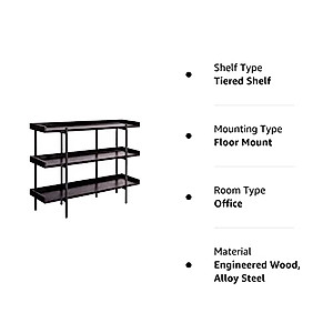 OneSpace Modern Wood and Steel 3 Display Shelf, Black