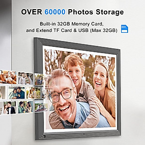 Digital Picture Frame 15-Inch Large Digital Photo Frame - 32GB WiFi Fullja Smart Frame, Remote Control, Full Function, Share Photos via App Email, Unlimited Cloud Storage, Wall Mounted for Home Decor