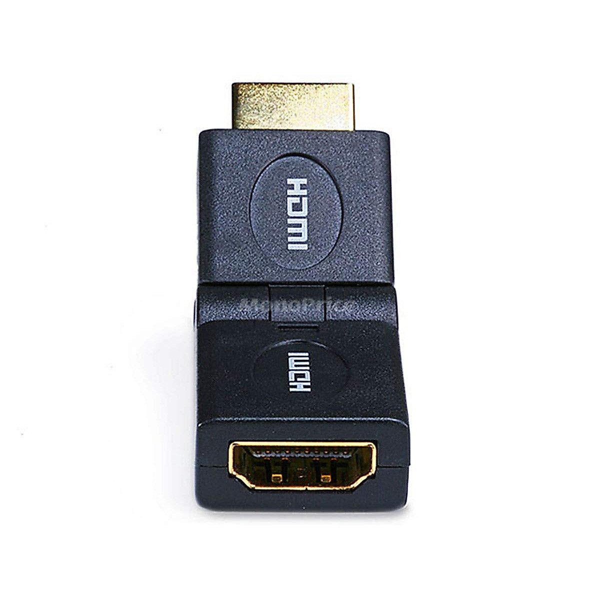 Monoprice HDMI Port Saver Adapter - Male to Female, Swiveling, Up to 90 Degrees Adjustment, Gold Plated, 3 Inches, Black