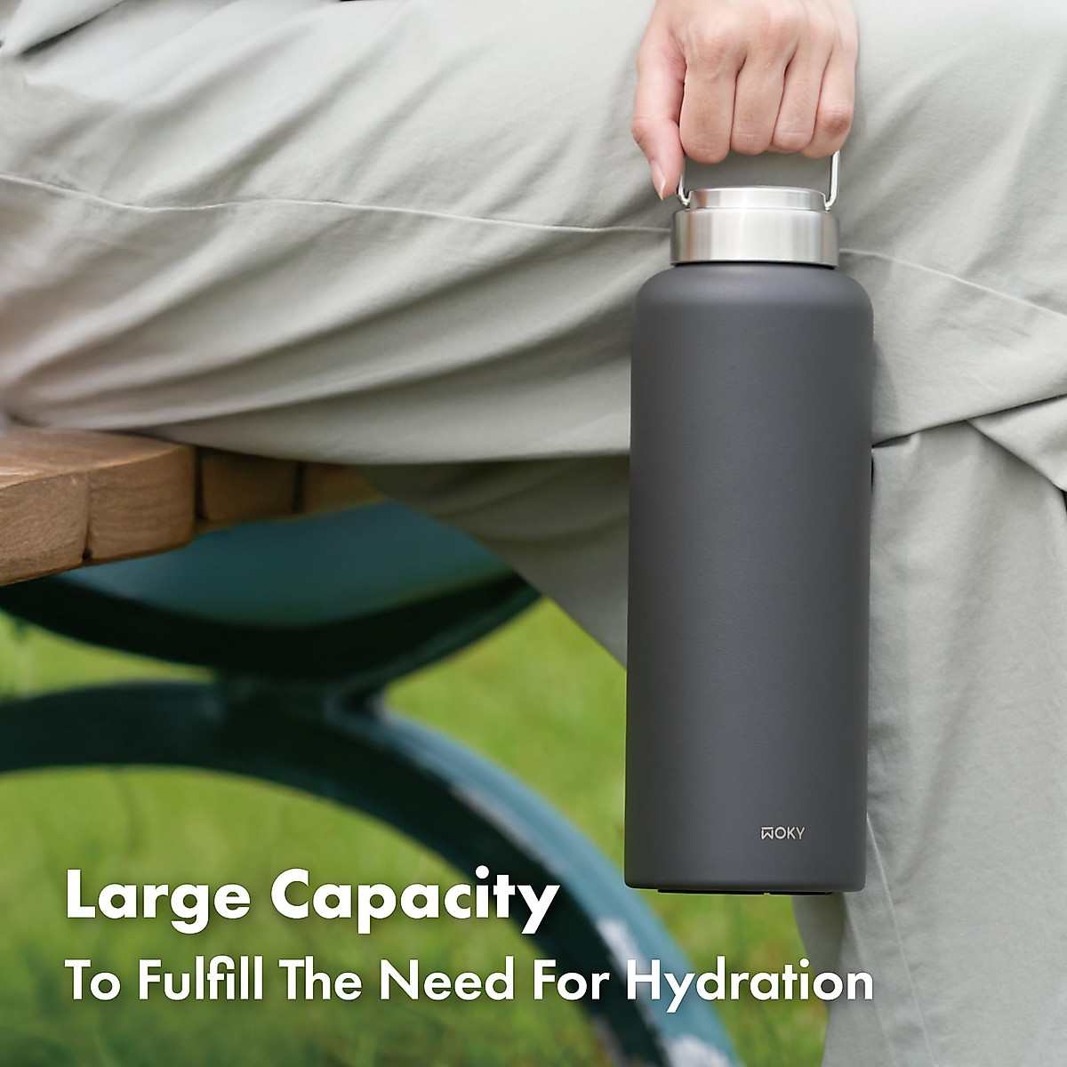 WOKY TICERA 40oz Titanium Ceramic Coated Tumbler - Stainless Steel Vacuum Insulated Water Bottle, Leak-Proof, Hook Handle Lid - Ideal for Gym, Travel, and Everyday Use (Pink)