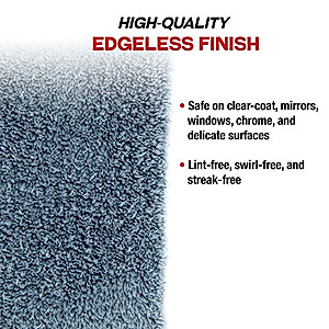 Detailer's Preference Extra Absorbent and Ultra Plush 500GSM Edgeless Microfiber Towel 16x16 Inches, Gray, 6 Pack