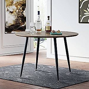 Wlvos 44.8" Round Dining Table for 4-6, Wood Round Kitchen Table with Powder Coating Adjustable Heigh Legs, Suitable for Living Room, Kitchen & Dining Room, Waiting Room, Natural