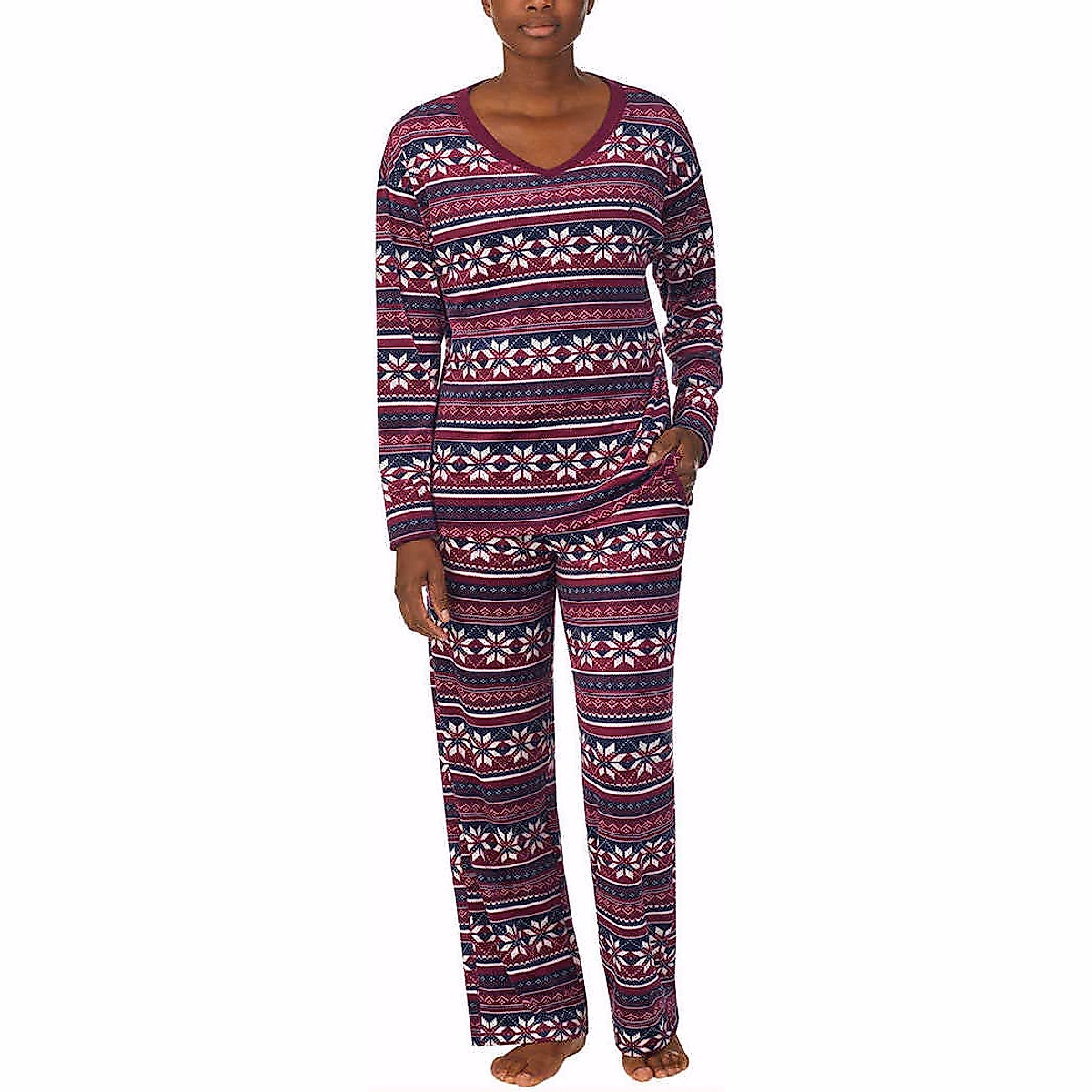 Nautica Women's 2 Piece Fleece Pajama Sleepwear Set (Medium, Purple)