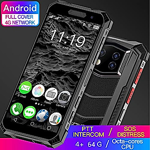 Soyes S10 Max 4G Mini Rugged Cell Phone IP68 Waterproof 3.5" 4GB 128GB Android 10 Unlocked Smartphone Octa Core 3800mAh Walkie Talkie Global Version (Black, 4GB+128GB)