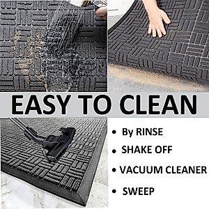 Door Mats Outdoor Indoor Doormat 30"x18"- Front Door Mats Outdoor Welcome Mat Heavy Duty Durable Natural Rubber Rug Mats for Entryway Patio Busy Areas(30"x 18", Grey)