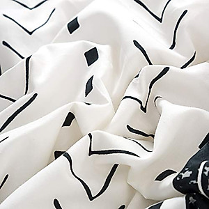 Luxlovery Boho White Comforter Set King Farmhouse Bedding Comforter Set King Size Black and White Aztec Comforter Striped Cotton Geometric Folkloric Comfy Cotton Bohemian Comforter Blanket Quilts