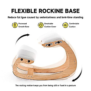 MallVitally Adjustable Kneeling Chair, Wooden Ergonomic Rocking Chair - Improve Your Posture with an Angled Seat for Home,Office(White Oak)