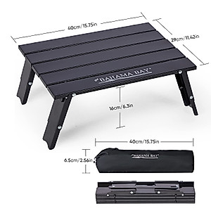 Old Bahama Bay Ultralight Aluminum Mini Table, Foldable Small Beach Table with Retractable Legs, 66lbs/30kg Weight Capacity, Suitable for Picnic Camping Outdoor Hiking(Black)