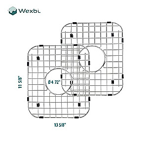 EUOTEO Kitchen Sink Bottom Grid Protector Drying Rack 2pcs Set - 13 5/8 in x 11 5/8 - Stainless Steel Protector with Draining Hole