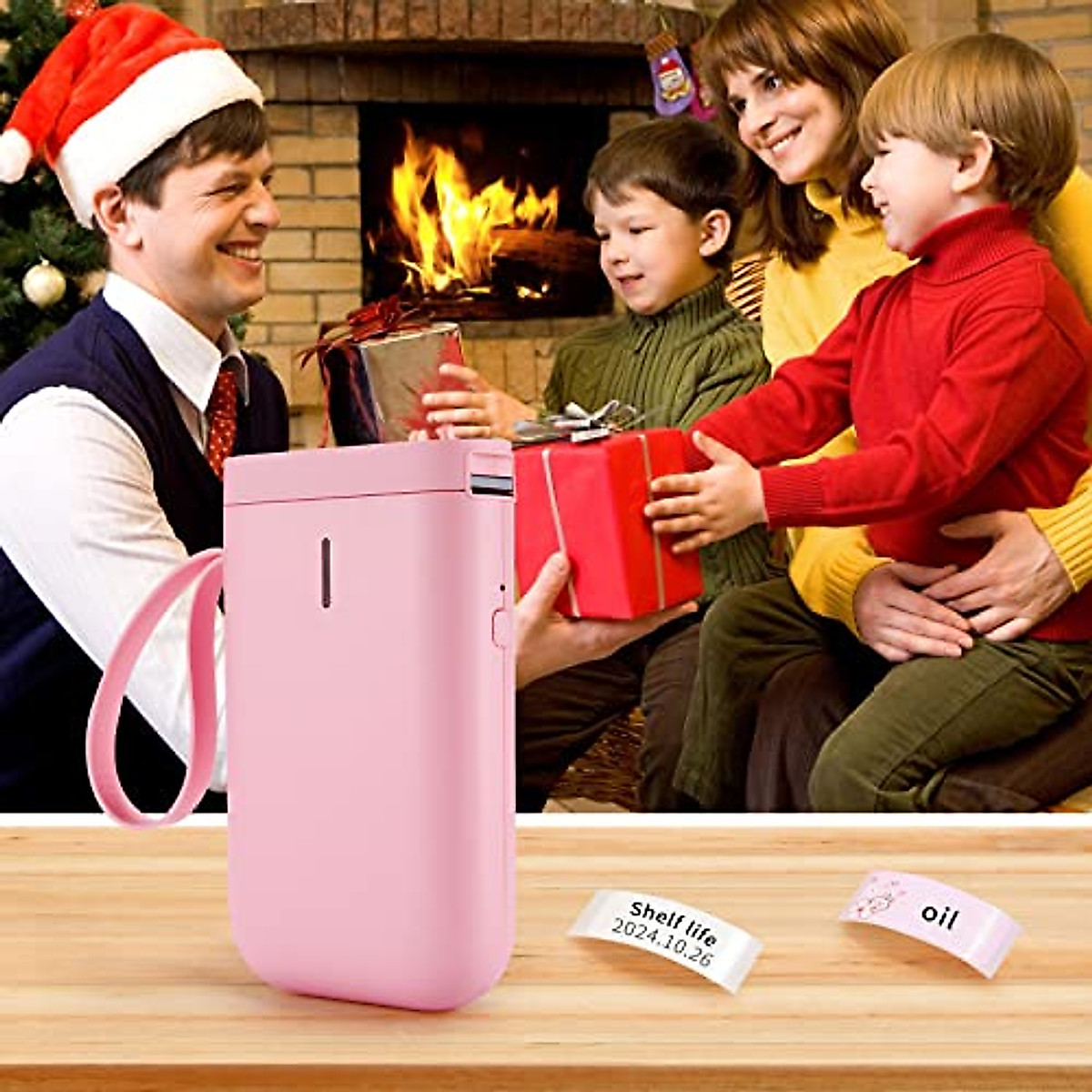 DEEPIN Label Maker Machine Portable Bluetooth Label Maker with Tape, Thermal Label Printer Multiple Templates for Phone, Mini Label Sticker Printer for Business Office Organization Pink