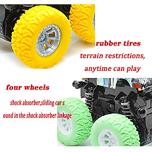 YQMYXG Monster Truck Toys Cars for Boys Toddlers 4 Wheels Drive Durable Friction Powered Car Toys for Kids Birthday Party 360 Degree Rotation Gift Suitable for Boys Girls over 3 years old(Yellow+Green