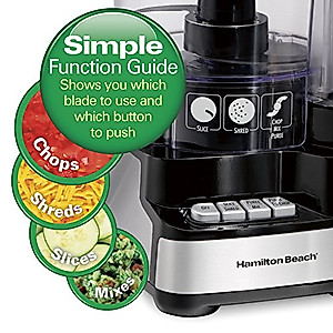 Hamilton Beach Stack & Snap Food Processor and Vegetable Chopper, BPA Free, Stainless Steel Blades, 12 Cup Bowl, 2-Speed 450 Watt Motor, Black (70725A)