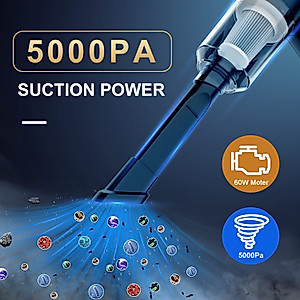 COLORCORAL Computer Vacuum 4000mAh Rechargeable 5000Pa High Power Handheld Vacuum Cleaner for Keyboard Cleaning and Computer Dusting Auto Interior Detailing Car Vacuum Cleaning Kits