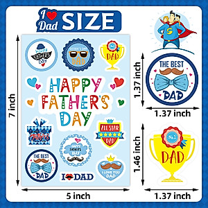 Joy Bang 296 Pcs Fathers Day Stickers for Kids, Best Dad Stickers Crafts, Feliz Dia de las Padres Stickers, Fathers Birthday Party Supplies Favors