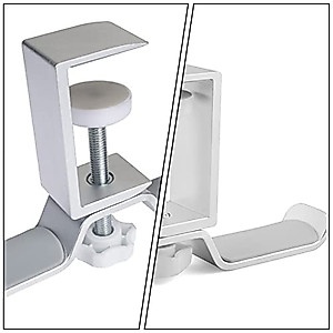 Angoily Silver Headphone Headphones Desk Iron Clamp Office Desktop Under- Under Arm Aluminum Adjustable Dual Premium Design Storage for with Mount Universal Rack All Head Display Fit Hook