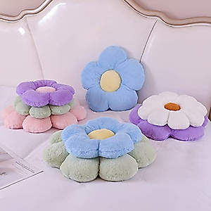 Flower Throw Pillow Seating Cushion Floor Pillow Cushion Flower Shape Bed Sofa Chair Car Seat Nap Throw Cushion Comfy Pillow (Blue)