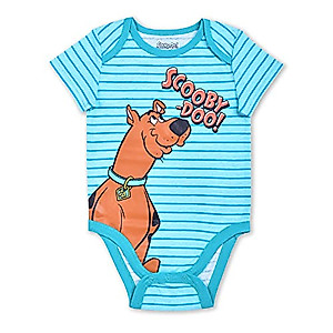 Warner Bros. Scooby-Doo Boys’ 4 Pack Bodysuit for Newborn and Infant – Blue/Grey
