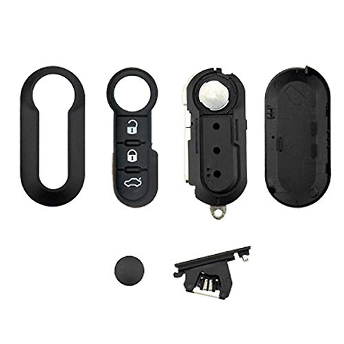 AUTOXBERT 3 Button Remote Car Key Shell Fob Case for Fiat 500 Abarth Panda Punto Bravo 2 Ducato Tipo Doblo 500x 500l 500e Freemont Boxer Relay Ypsilon Delta Musa Auto Uncut Blade