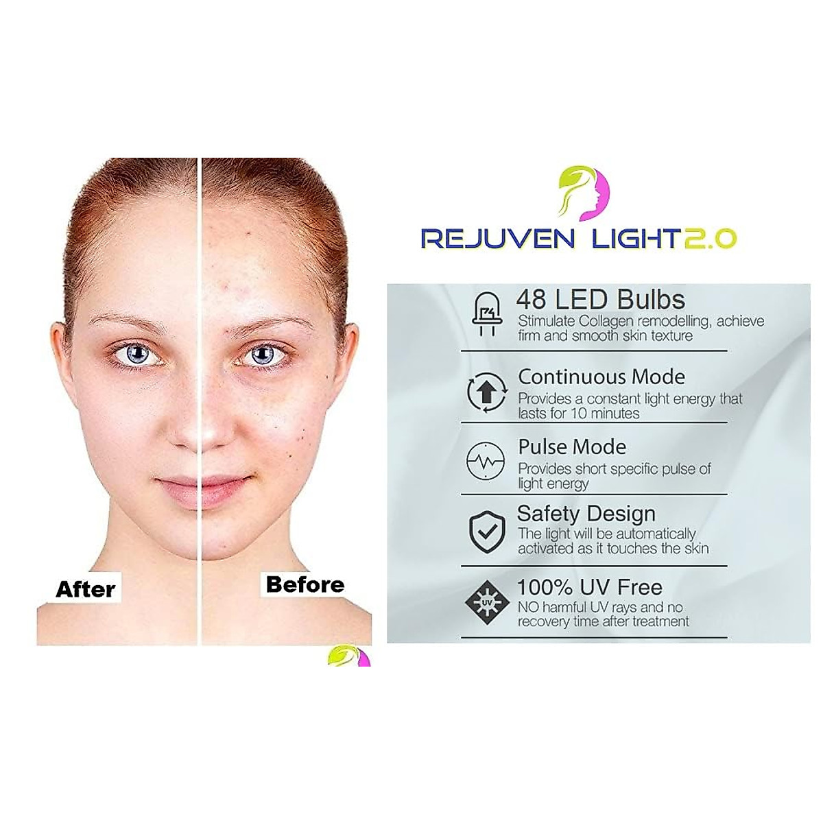 Fusion Skin Duo Red & Blue Light Therapy for Face Handheld LED Light Therapy Facial Massager Anti-Aging Wrinkle Reduction Device